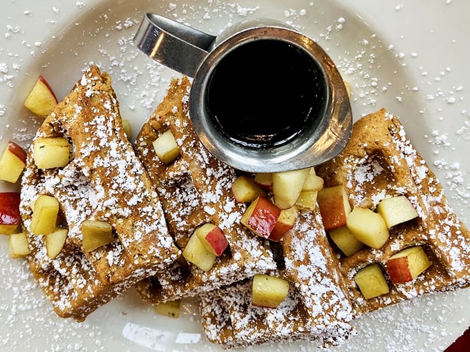 Holy waffle, Batman! These gingerbread beauties, crowned with fruit and powdered sugar, are what breakfast dreams are made of.