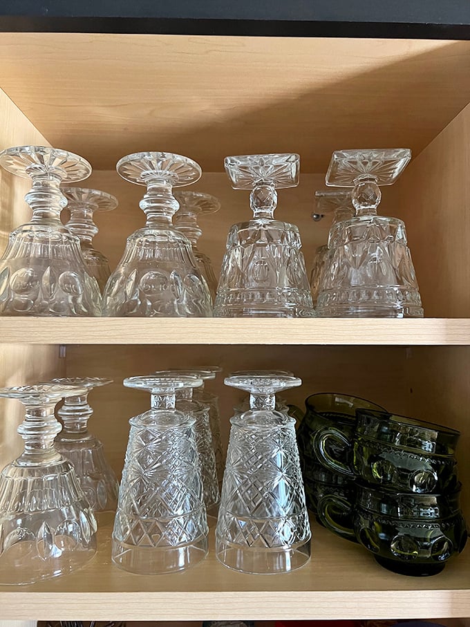 Crystal clear memories in the making! These goblets are ready to toast your next celebration or add a touch of vintage charm to your shelf.