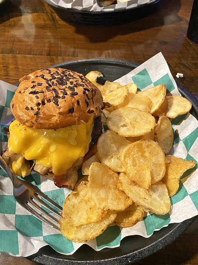"Cheese dreams are made of this!" The Irish Ale Burger is a golden-hued masterpiece that would make leprechauns trade their pots of gold.