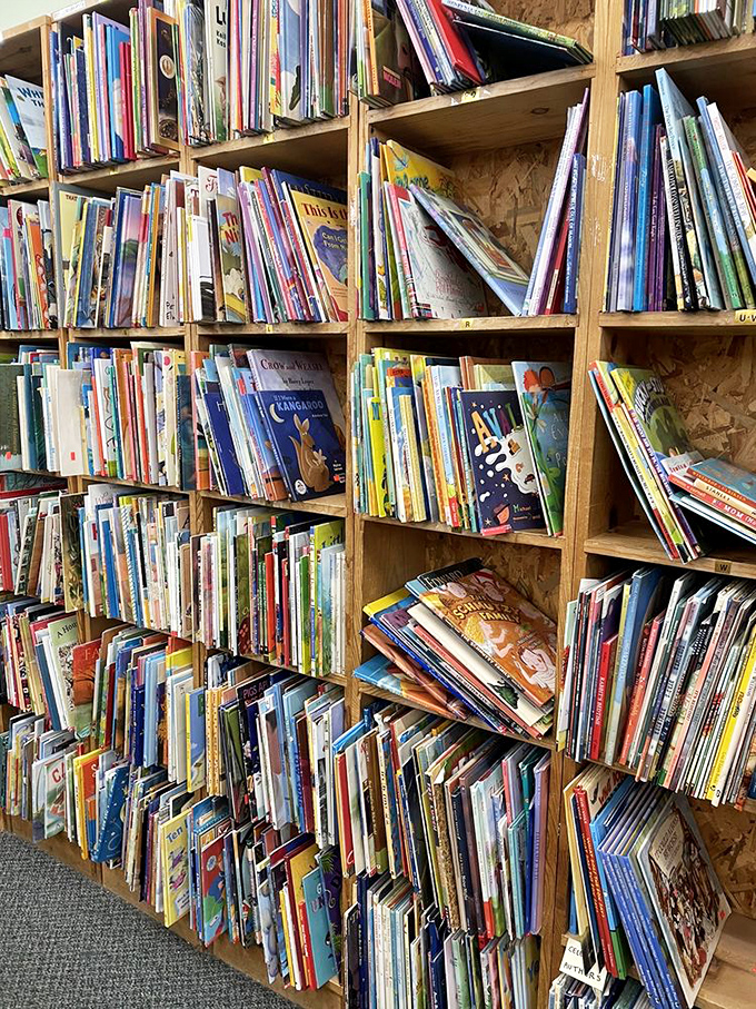 A rainbow explosion of childhood wonder! This kids' section is so colorful, it makes Willy Wonka's factory look dull.