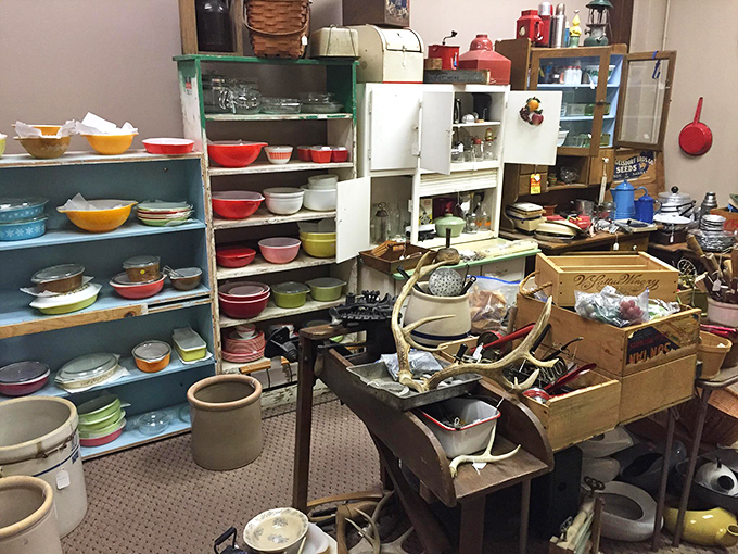 Pyrex paradise or vintage kitchenware wonderland? Either way, this corner is a cook's trip down memory lane.