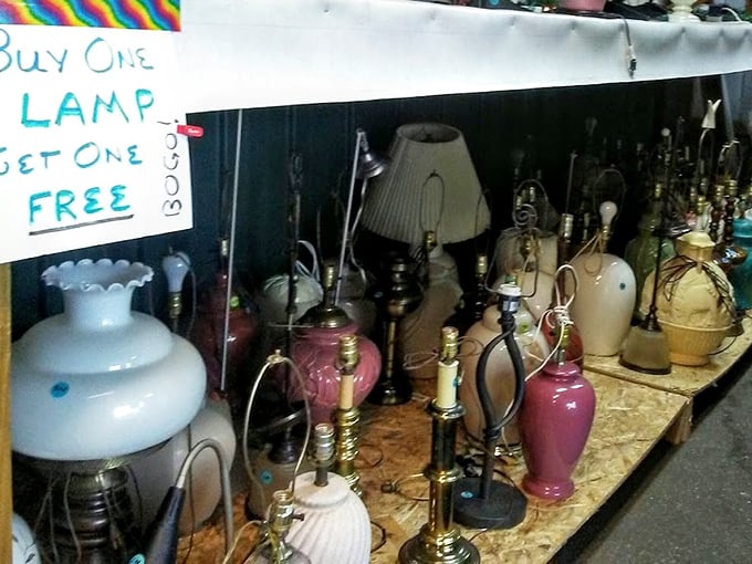 "Illuminating deals that won't leave you in the dark." This lamp display is brighter than my future, and at these prices, I can afford to be enlightened.