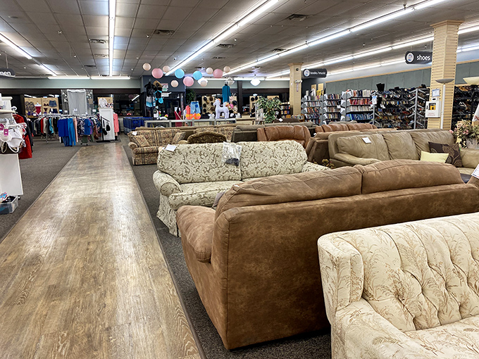 Mid-century modern meets Victorian charm in this furniture cornucopia. Your next conversation piece is waiting!