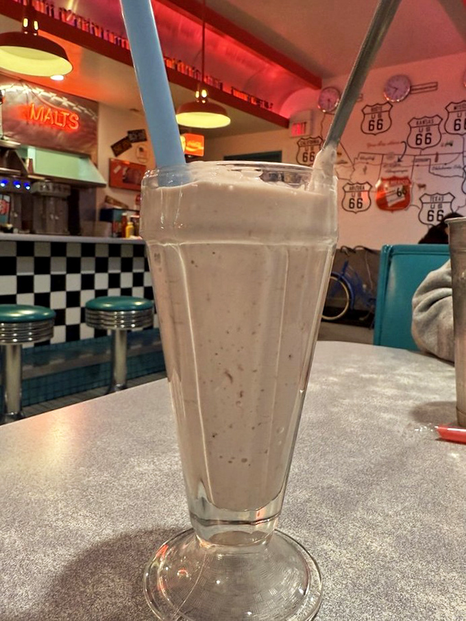 Shake it up, baby! This creamy concoction looks so thick, you might need a spoon. It's not just a milkshake, it's a drinkable dessert.