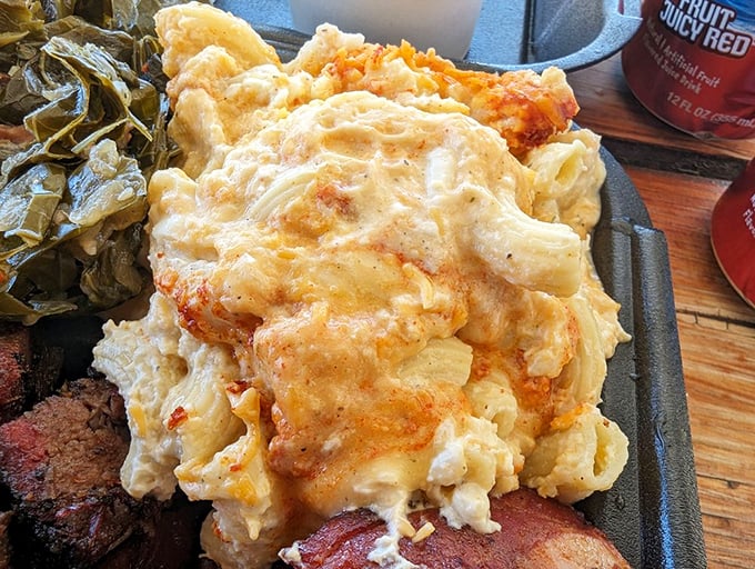 The legendary mac and cheese doesn't just share the plate&mdash;it competes for the spotlight, threatening to upstage even the smokiest of meats.