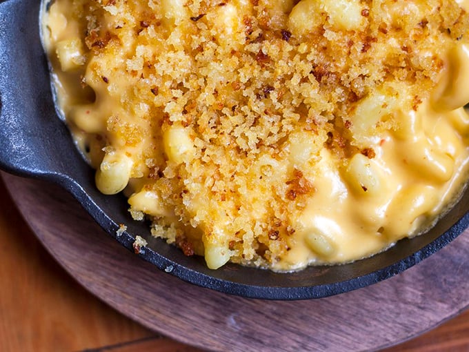 Mac and cheese nirvana exists, and it has a perfectly golden breadcrumb crust that audibly crackles with each heavenly spoonful.