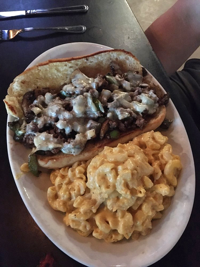 Mac and cheese that dreams are made of, paired with a Philly that'd make Rocky weep with joy. Comfort food gets a standing ovation here!