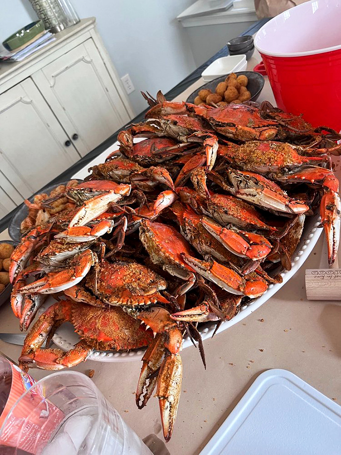 Holy crab feast, Batman! These Maryland Blues aren't singing the blues – they're ready to rock your taste buds with their Old Bay-crusted glory.