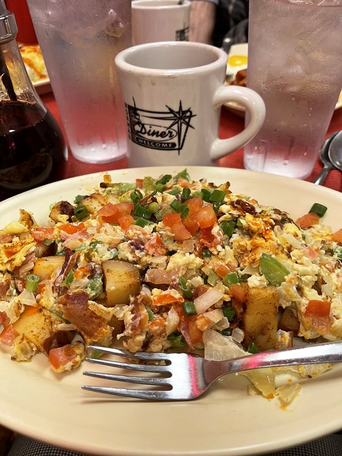 This isn't just a scramble&mdash;it's a technicolor convention of ingredients having the most delicious meeting of minds on your plate.