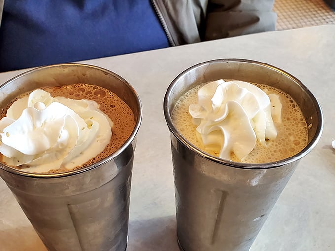 Double trouble never looked so good! These milkshakes are thicker than a New England fog and twice as satisfying. Grab a spoon, you'll need it!