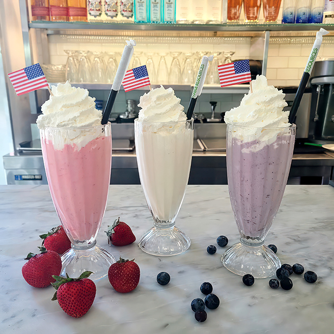 Red, white, and ooh! These patriotic shakes aren't just desserts; they're edible fireworks for your taste buds. America the Flavorful!