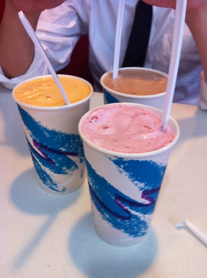 Milkshake heaven! These colorful concoctions are so thick, you might need to borrow Superman's super-strength just to sip them.