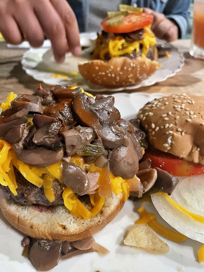 Mushroom lovers, rejoice! This burger's got more funghi than a Beatles reunion tour, and it's twice as legendary.