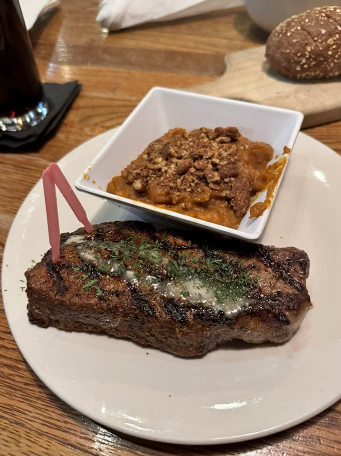 This New York Strip is ready for its close-up! Perfectly seared and paired with a side that's not playing second fiddle.