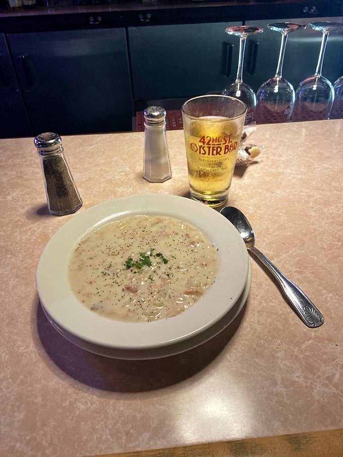 The holy grail of comfort food: New England Clam Chowder. Creamy, dreamy, and packed with clams – it's like a warm hug for your taste buds.