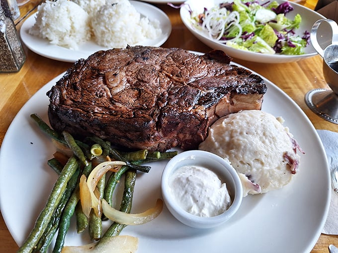 Behold, the king of the table! This prime rib is so majestic, it practically needs its own throne. Carnivores, rejoice!