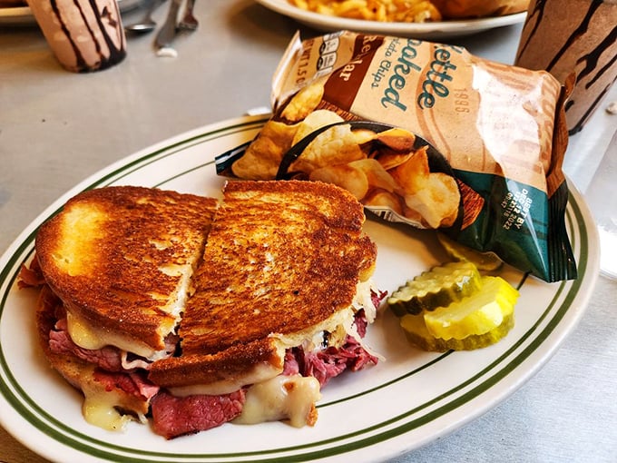 This Reuben isn't just a sandwich&mdash;it's architecture. Layers of corned beef and melted Swiss create a skyscraper of flavor that demands to be photographed before demolished.