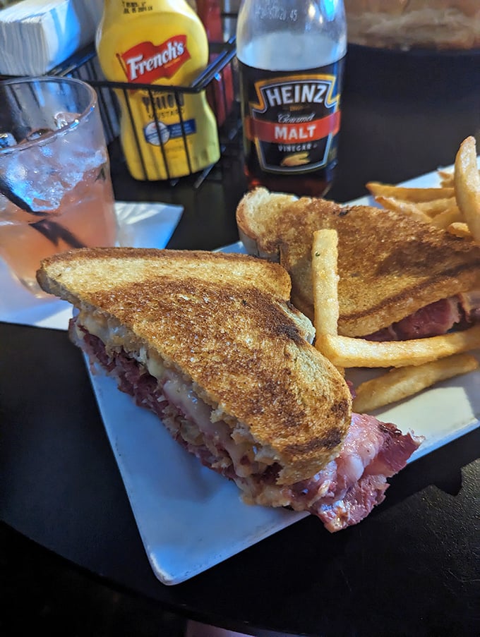 Behold, the sandwich of your dreams! This Reuben is so good, it might just make you forget about the beach outside.