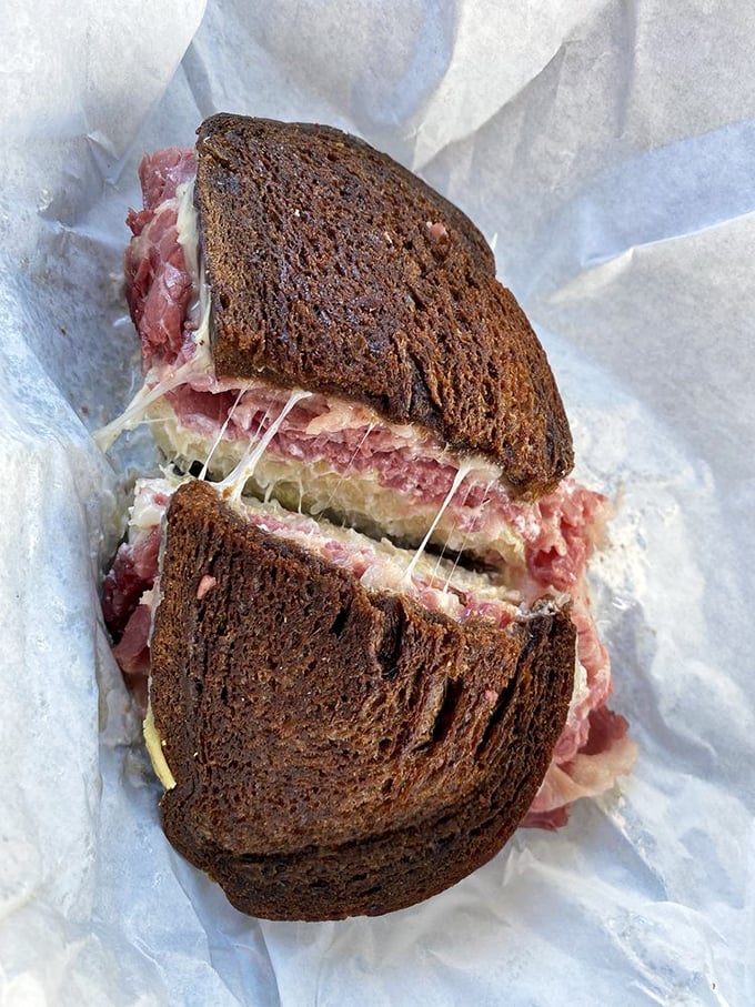 Meet the star of the show: Cecil's Reuben. It's not just a sandwich; it's a masterpiece between two slices of rye.
