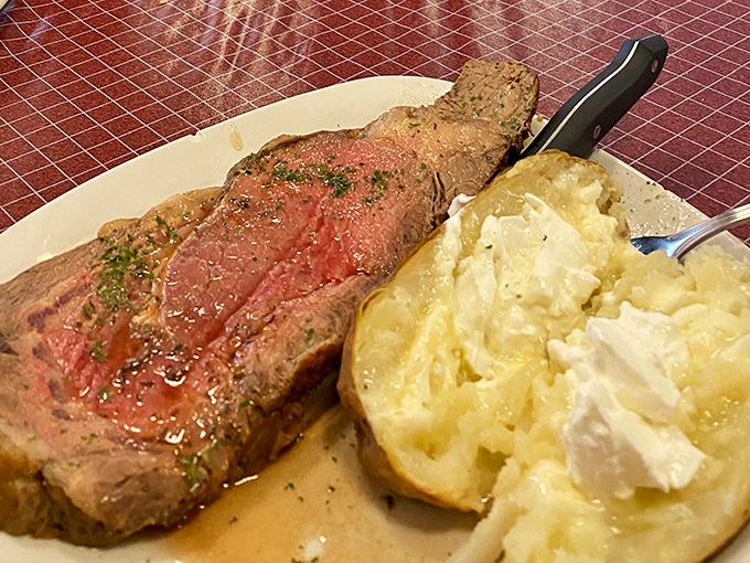 "Hello, beautiful," you'll whisper as this ribeye arrives. Perfectly seared and seasoned, it's the steak of your dreams – only this time, you're wide awake.