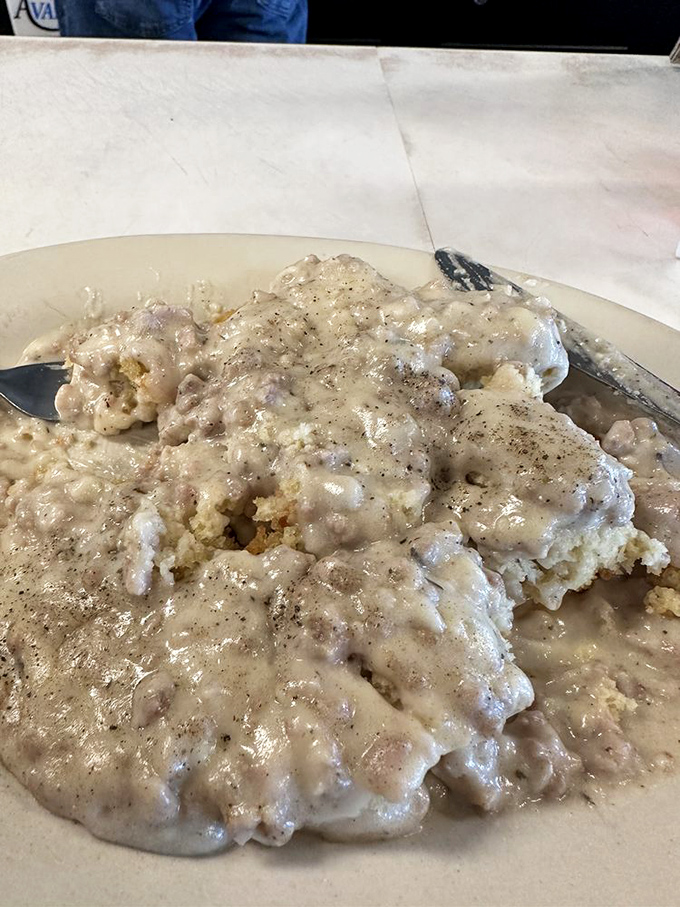 Gravy so good, you'll want to bathe in it! These biscuits and gravy are the breakfast equivalent of a warm hug.