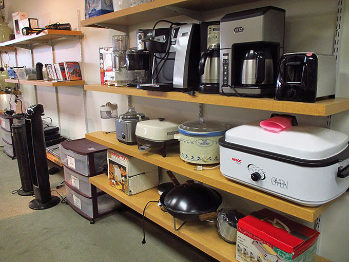 Caffeine addicts, rejoice! This small appliance corner is a graveyard of coffee makers, where your next morning brew companion awaits resurrection.