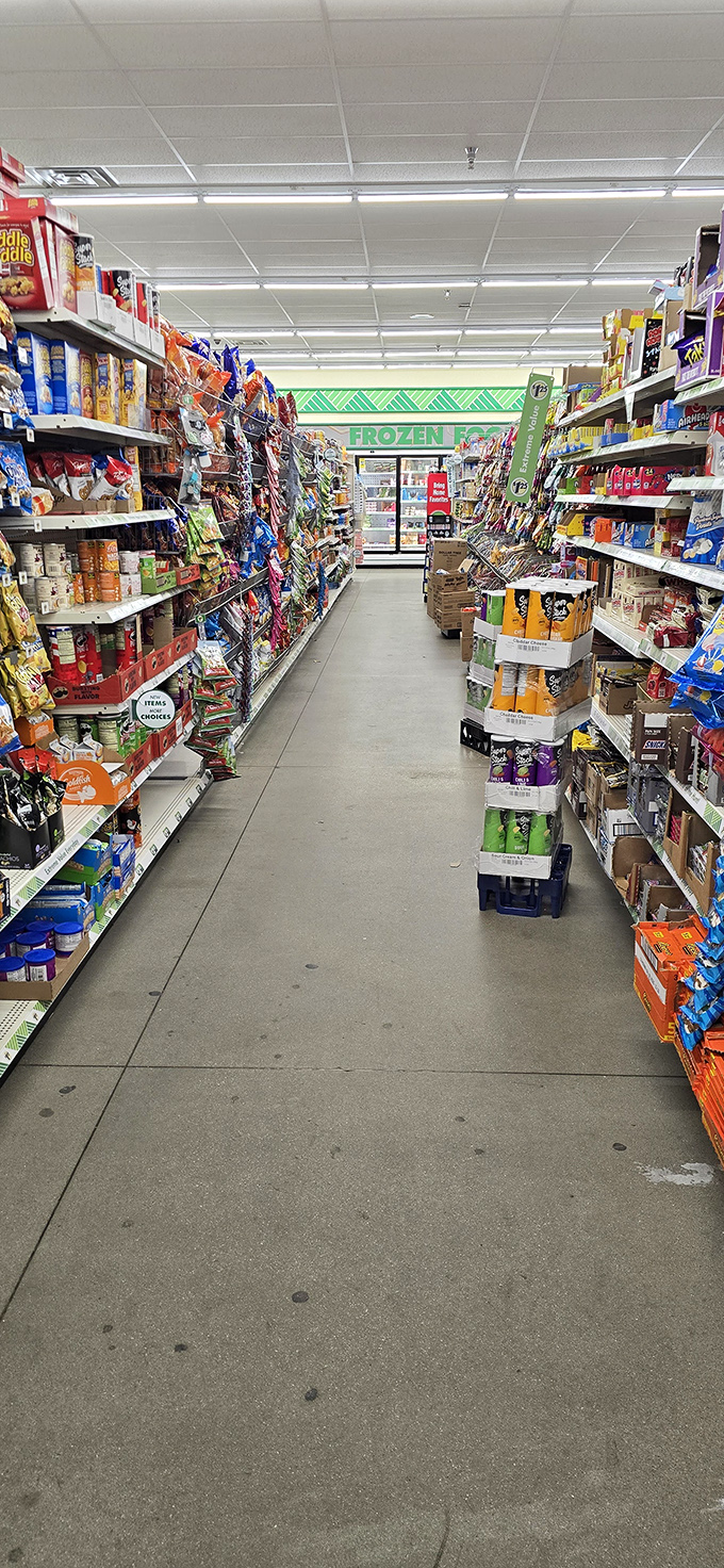 The snack aisle rivals any fancy hotel mini-bar, minus the heart-stopping prices that make you question your life choices.
