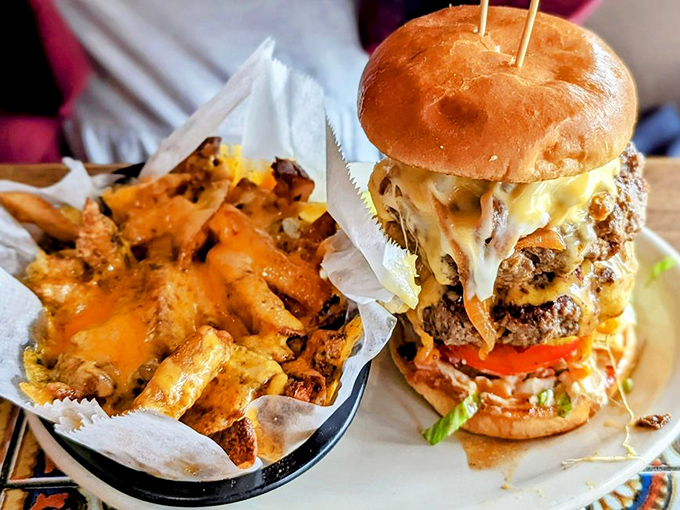 Meet the Thurmanator: a burger so massive, it needs its own area code. It's not a meal; it's a delicious dare.