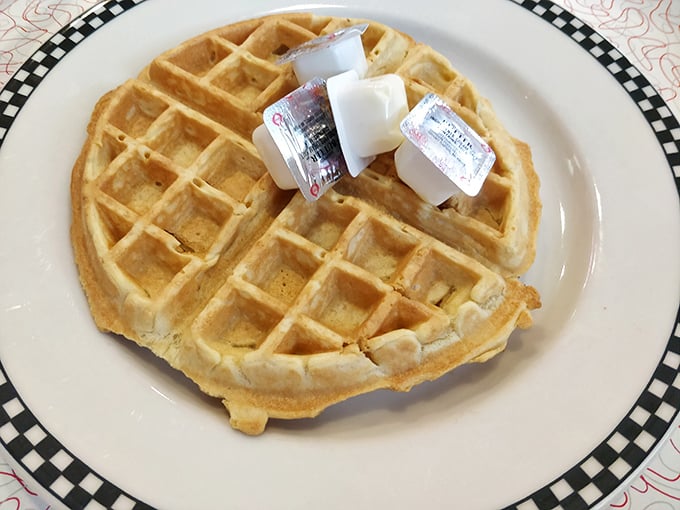 Behold, the waffle of champions! Golden, crispy, and ready to make your breakfast dreams come true. Syrup application pending.