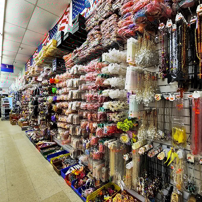 Accessories galore! Whether you're dressing up or jazzing up your home, this corner has more bling than a disco ball factory.