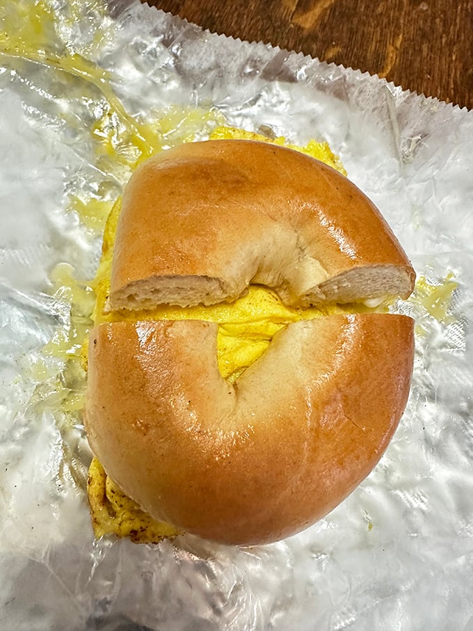 Breakfast of champions, or maybe just hungry humans. This bagel sandwich is ready to kick-start your day into high gear.