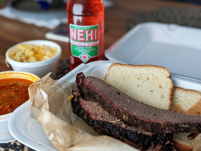 Brisket so tender, it practically slices itself! Paired with white bread and a Nehi soda, it's a Southern comfort trifecta.
