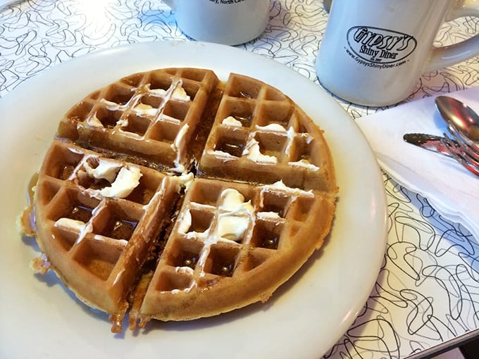 Golden, crispy, and ready for its close-up. This Belgian waffle is the Brad Pitt of breakfast foods – irresistibly attractive and guaranteed to make your morning.