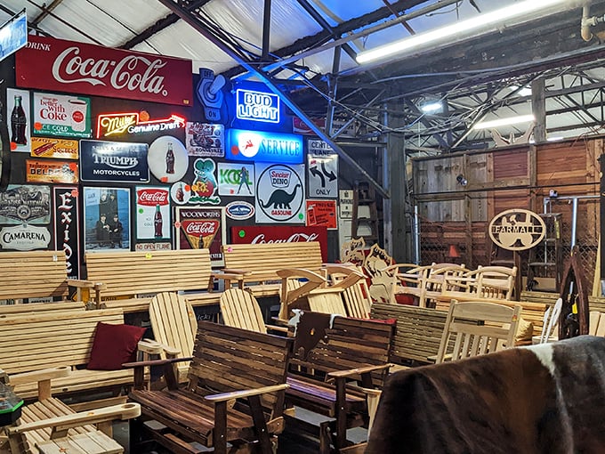 Take a load off on memory lane. These benches aren't just for sitting; they're time machines to simpler days and ice-cold Coca-Colas.