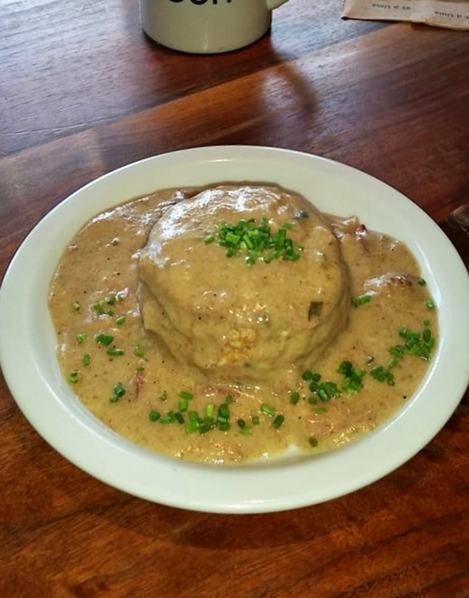 Biscuits swimming in a sea of creamy, peppery goodness. If clouds were made of gravy, this is what they'd look like – and taste like heaven.