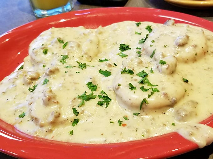 Biscuits and gravy so creamy, it's like a warm, savory cloud on a plate. This dish could make even the Abominable Snowman melt with delight.