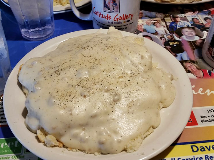 Biscuits and gravy so good, it should be illegal! This plate is the breakfast equivalent of a warm hug from the inside out.