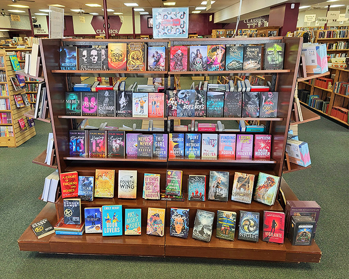 Ah, the young adult section - where vampires, dystopias, and coming-of-age stories collide in a colorful explosion of paperback possibilities.