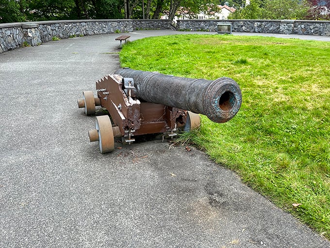 Cannon you believe it? This old-timer has been guarding Sitka's views for centuries. Talk about job security!