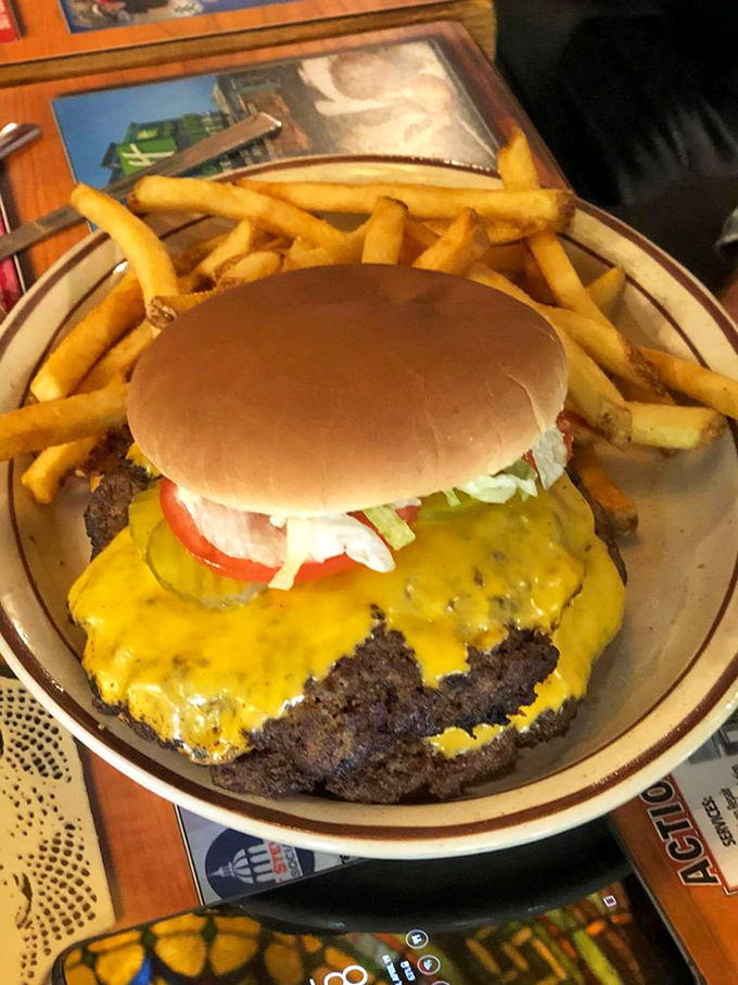 Holy moly, that's not just a cheeseburger - it's a work of art! Juicy, cheesy, and big enough to make your cardiologist wince.