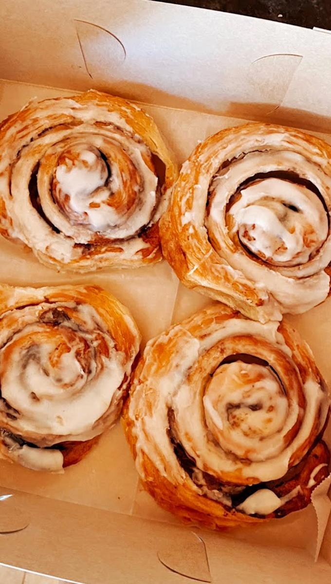 Behold, the crown jewels of Vintage Baking Company! These cinnamon rolls are so good, they might just replace hugs as the ultimate comfort.