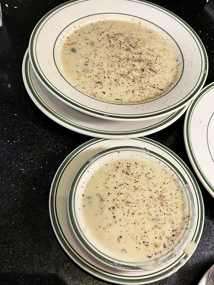 Bowls of liquid gold. This clam chowder is so rich, it might just solve Utah's economic problems one spoonful at a time.