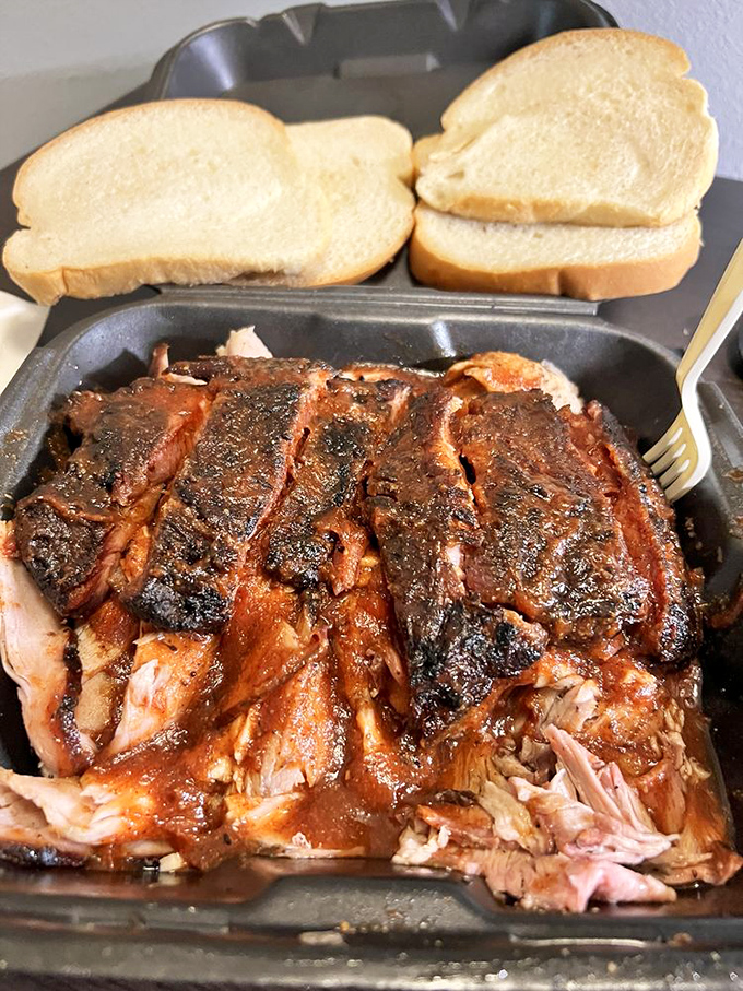 What barbecue dreams are made of - tender meat sporting that telltale pink smoke ring, ready for its close-up.