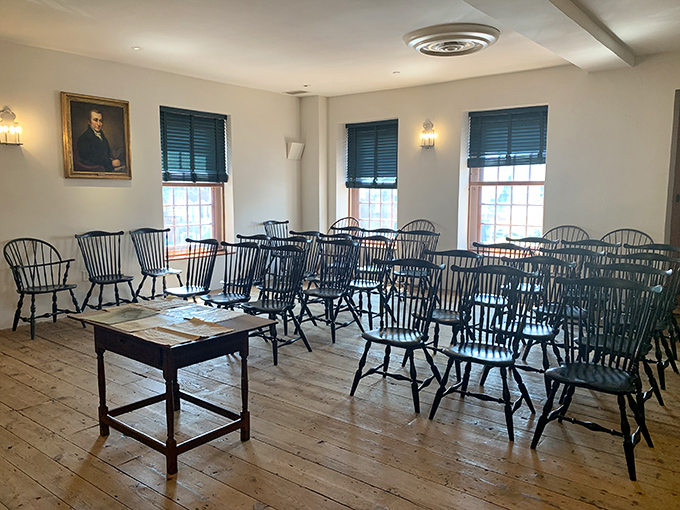 All rise for history class! These Windsor chairs have heard more excuses than a high school principal's office. Time to plead your case to the past.