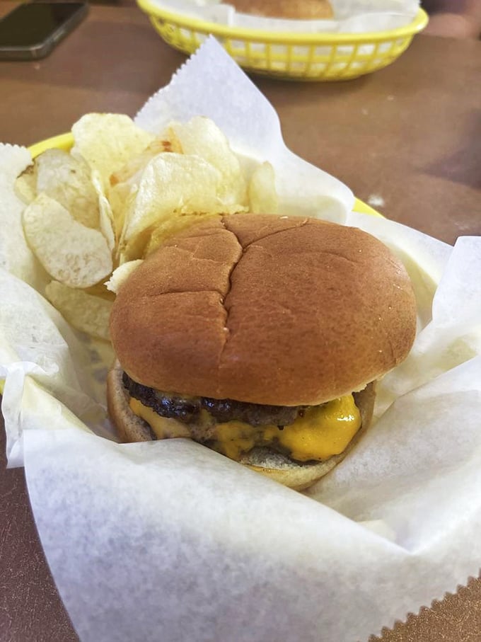 Holy cheese pull, Batman! This double cheeseburger isn't just a meal, it's a work of art that belongs in the Louvre of Lunch.