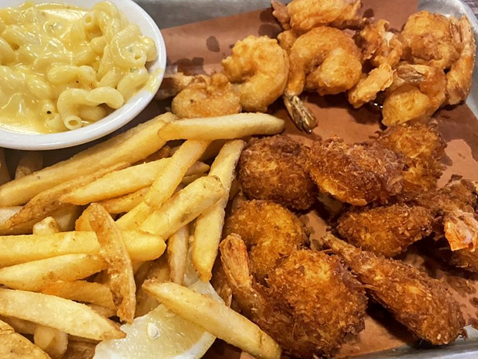 Golden-fried perfection that would make Neptune himself jealous. These crispy shrimp are like little nuggets of oceanic bliss.