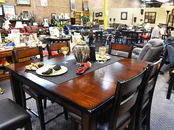 Dining room or time machine? This furniture section lets you hop decades faster than Doc Brown's DeLorean. Just don't get stuck in the '70s shag carpet corner!