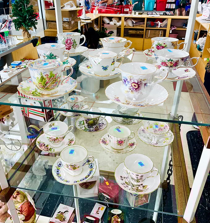 Tea time or mad hatter's party? These delicate cups and saucers are ready to star in your next "Downton Abbey" watch party or Alice in Wonderland cosplay.