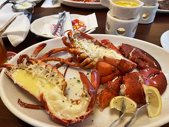 The star of the show: a lobster so fresh, you'd swear it just hitched a ride on a tumbleweed from Maine. Butter at the ready, folks!