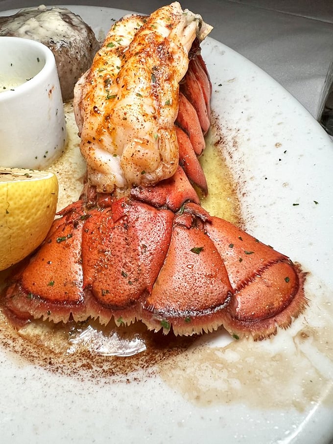 Holy crustacean! This lobster tail is so perfectly cooked, it might just do a little dance right off your plate.
